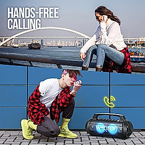 W-KING Portable Loud Bluetooth Speakers with Subwoofer, 70W Waterproof Party Outdoor Speakers Bluetooth Wireless, Deep Bass/Hi-Fi/Dynamic Light/Mic Port/42H Play/EQ/DSP/Power Bank/TF/AUX/Large Speaker