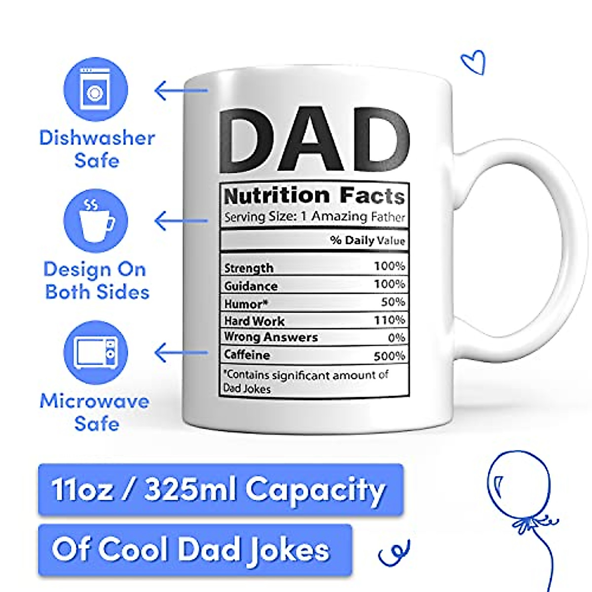 Dad Mug - White 11oz - Dad Gifts from Daughter - Best Dad Mug for the World's Best Dad - Ceramic Coffee Mug for Fathers - Dad Christmas Gift & Gifts for Dad - Coffee Mugs Funny - Best Dad