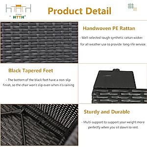 HTTH 7 Pieces Patio Furniture Sets Outdoor Rattan Wicker Conversation Sofa Garden Sectional Sets with Coffee Table for Porch Garden Poolside Backyard (Navy Blue)