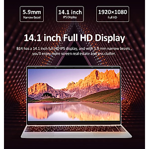 VGKE B14 Windows 10 Laptop, 14 inches Full HD 1920*1080 IPS 100% sRGB Display, Itel X7-E3950 Quad-Core, 6GB LPDDR3, 128GB SSD, Expandable 1TB, 4K, WiFi, BT4.0 (Silver)