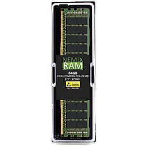 NEMIX RAM 64GB (1X64GB) DDR4 2666MHZ PC4-21300 4Rx4 1.2V CL19 288-PIN ECC LRDIMM Compatible with Supermicro MEM-DR464L-SL03-LR26 Load Reduced Server Memory