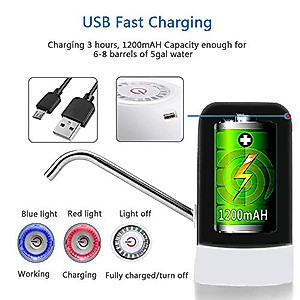 Electric Water Bottle Pump, USB Charging Automatic Drinking Water Dispenser, 30 Days Battery Life, Portable Water Bottle Switch for Universal 2-5 Gallon Bottle, for Home, Office, Travel, Camping