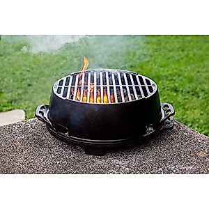 Lodge L12RG Cast Iron Round Kickoff Grill, 12 inch, Black
