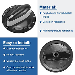 AMI PARTS 4 Pack 74011287 Gas Range Burner Knob Black Compatible with Maytag gas stove knobs AP4100044, PS2088607, 74011287(4 Pack)