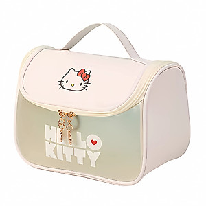 WIEEZN Cute Toiletry Bag for Women Girls, PU Leather Translucent Waterproof Makeup Cosmetic Bag, Travel Makeup Bag Organizer
