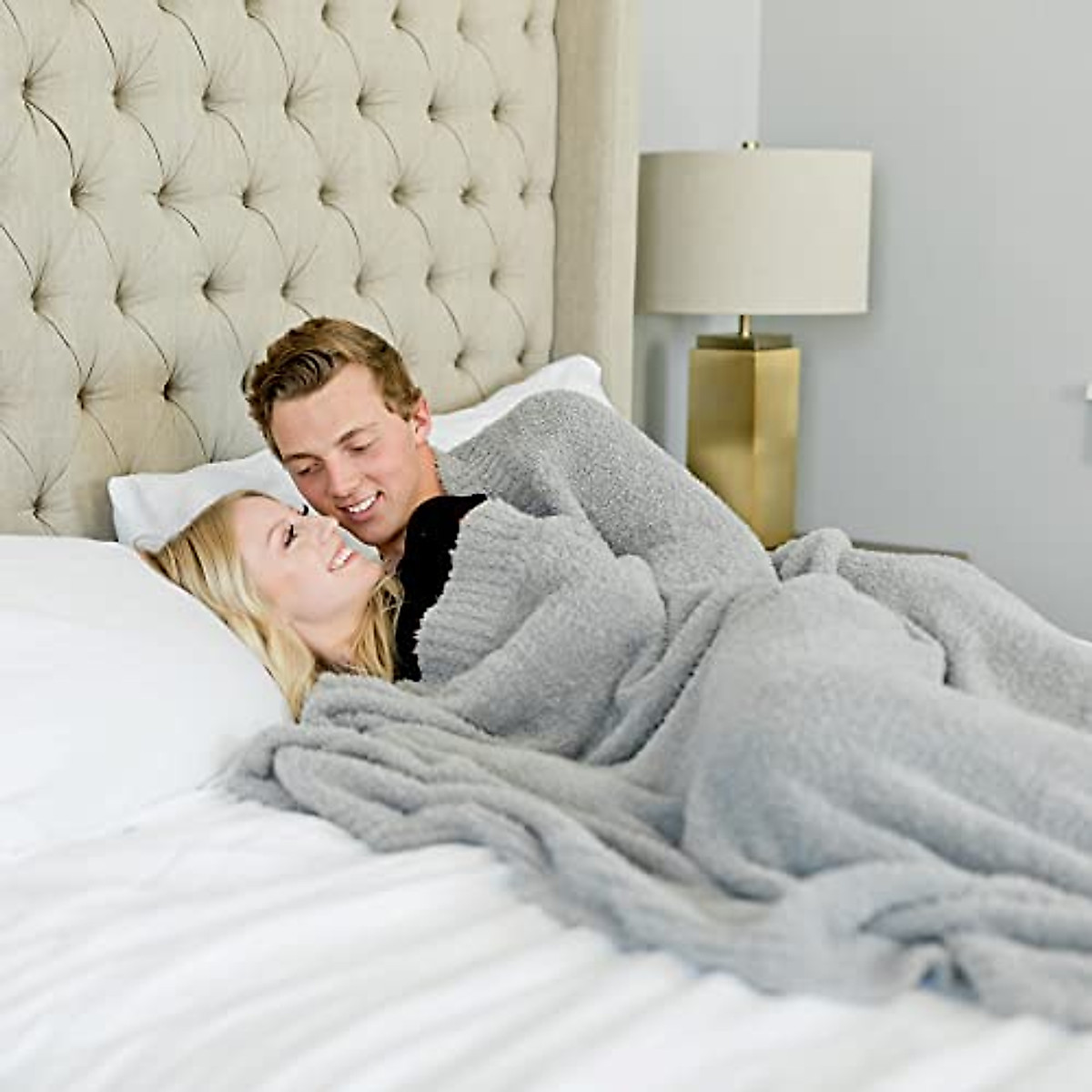 SARANONI Large Home Throw Decorative Bamboo Blanket 50" x 60 (Gray)