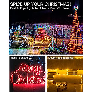 Ollny Rope Lights Outdoor Color Changing, 33FT 100 LED Waterproof Christmas Lights with Remote, 16 Colors Fairy Rope Light for Indoor Bedroom Party Garden Wedding Holiday Decorations