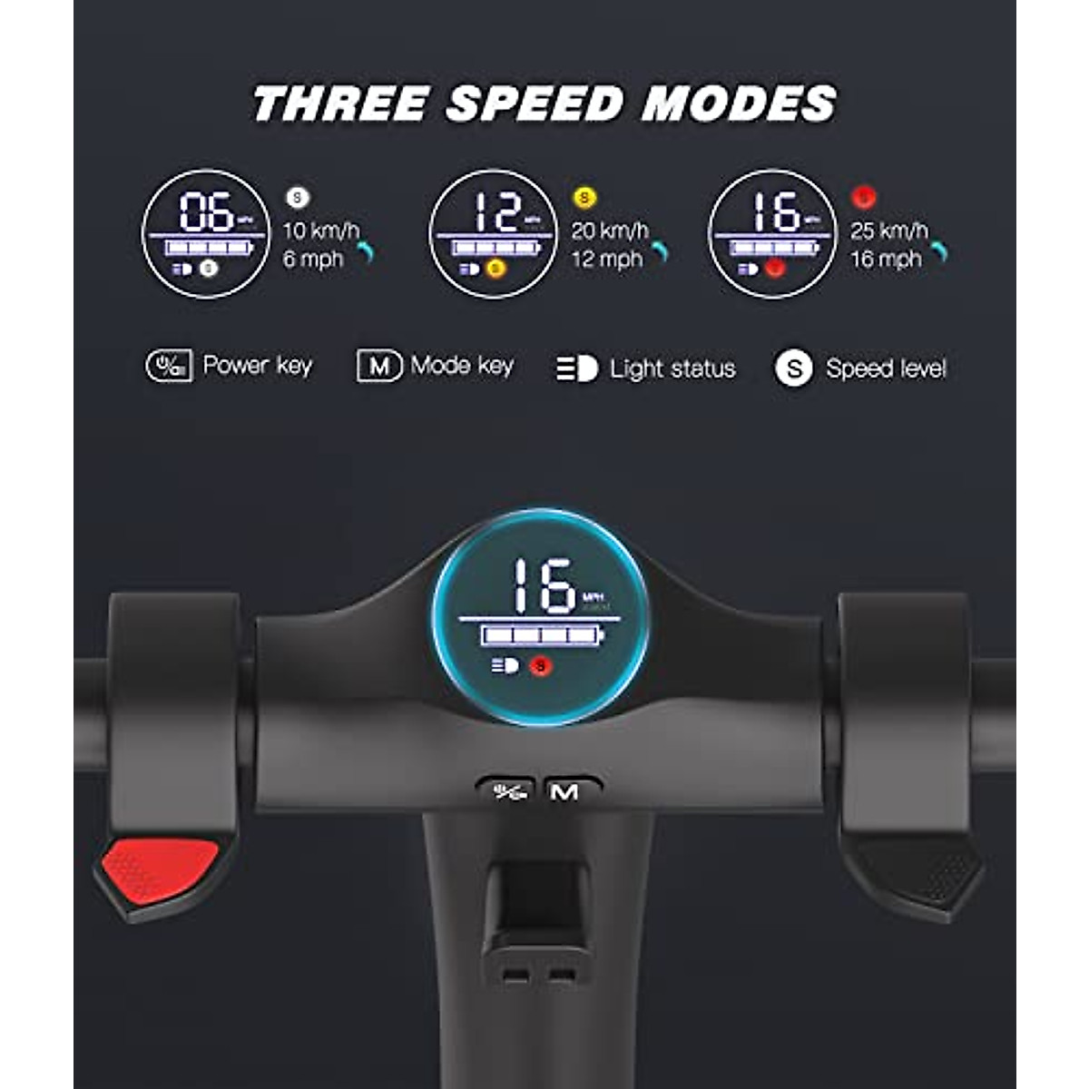 MEGAWHEELS Electric Scooter, 3 Gears, Max Speed 15.5 MPH, Up to 17 Miles Rang 7.5 Ah Powerful Battery with 8'' Tires Foldable Scooter for Adults Longer Deck, Load 265 lbs