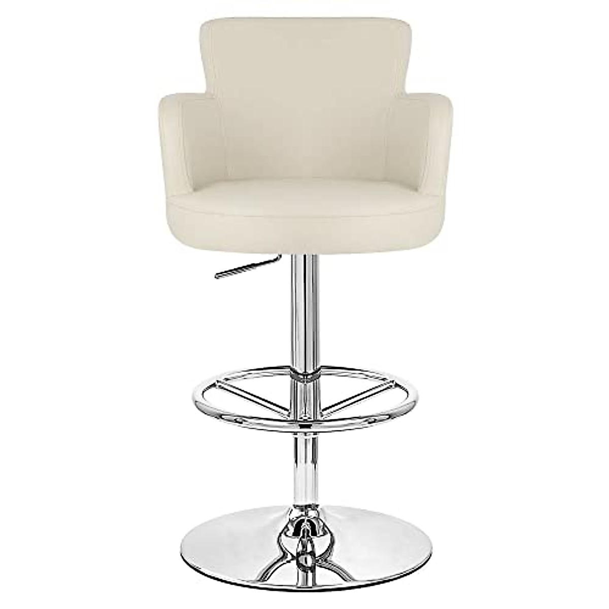 Zuri Furniture Cream Chateau Adjustable Height Swivel Bar Stool with Chrome Base