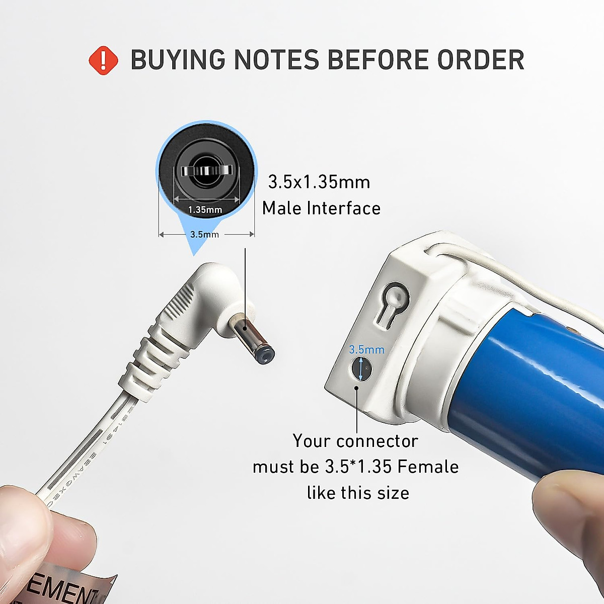 Rollerhouse 8.4V 1A Li-ion Battery Charger Power Adapter for 7.2V,7.4V 8.4V Device, with LED Indicator 3.5x1.35mm Male Plug Connector, L=118", White