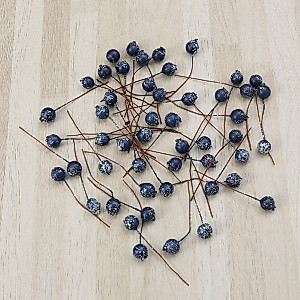 Healifty Christmas Berry Pick 50pcs Christmas Artificial Berries Stems Blue Holly Floral Picks for DIY Crafts Christmas Flower Arrangement Wreaths Holiday Decor Christmas Artificial Berry