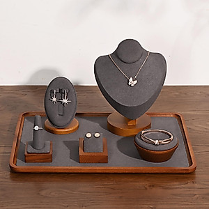 Oirlv Single Finger wooden ring display stand Jewelry Showcase Display Holder (Grey)