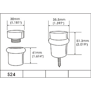 QCAA Cylindrical Floor Mount Door Stop, Height, 2", Solid Brass, Polish Brass, 2 Pack, Made in Taiwan