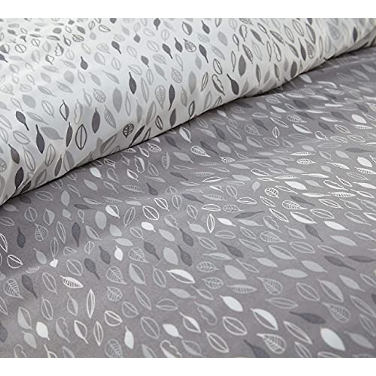Botanical Leaves Collection - Premium Quality, Soft, Wrinkle, Fade, & Stain Resistant, Easy Care, Oversized Duvet Cover Set, King/California King, Grey