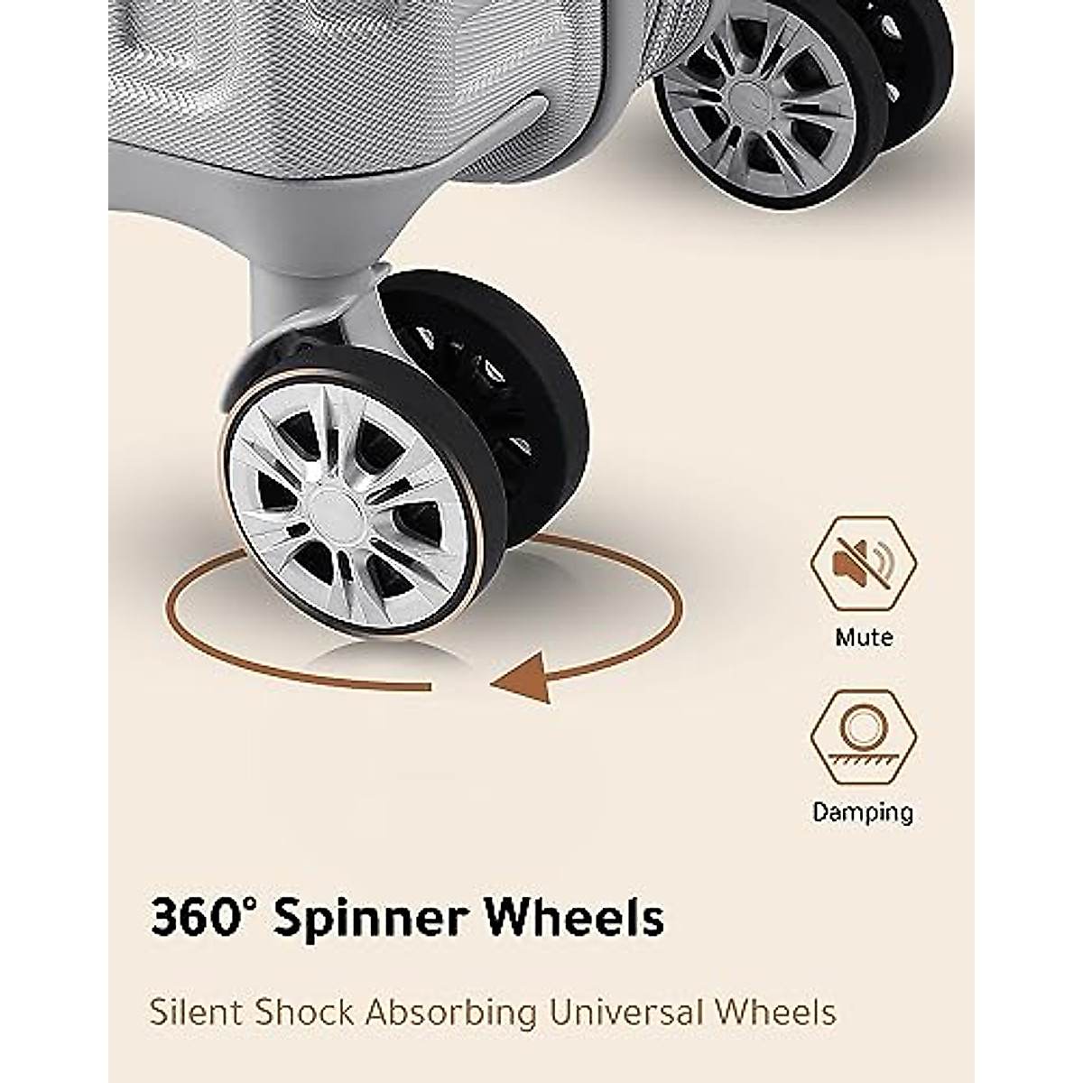 LUGGEX PC 28 Inch Luggage with Spinner Wheels - Hardside Expandable Large Checked Luggage - 4 Metal Corner Hassle-Free Travel (Silver Suitcase)