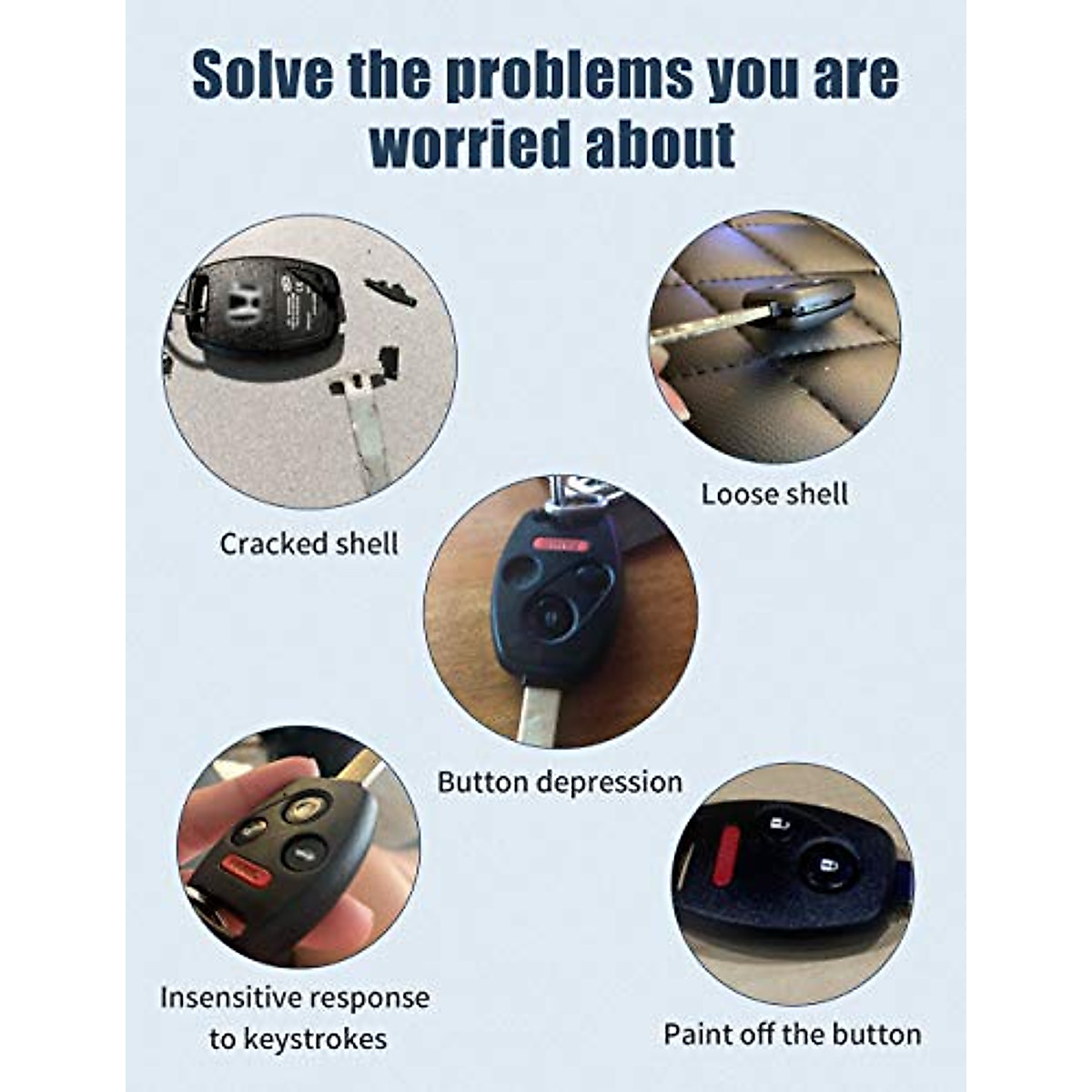 2Pcs Replacement Key Fob Shell Keyless Entry Remote fits Honda Accord 2012 2011 2010 2009 2008 2007 2006 2005 2004 2003 / Pilot/CR-V/Civic EX 2006-2013