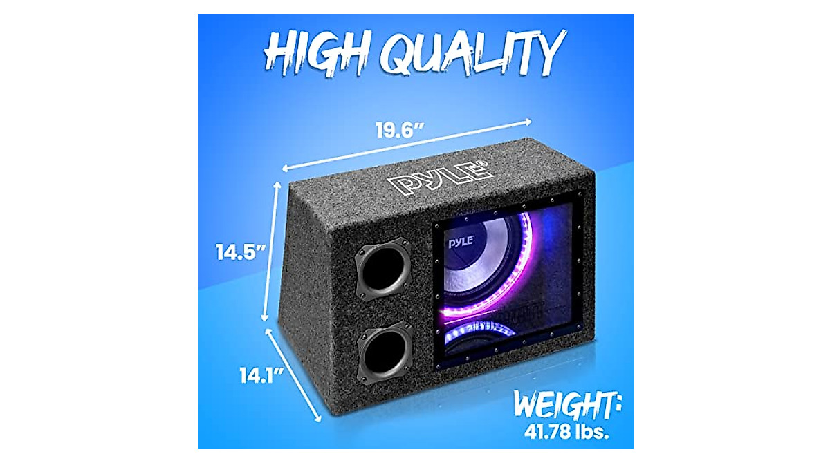 Pyle 12-Inch Vented Subwoofer Enclosure - Powerful Car Bass & LED