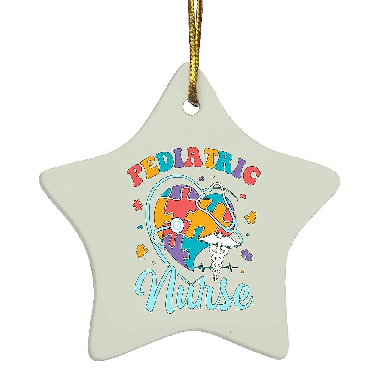 Pediatric Nurse Autism Day Love Heart Stethoscope Nursing Christmas Ornament