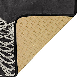 Halloween Kitchen Rug Human Skeleton Door Mat Bath Rug Home Decor Floor Mat Non-Slip Carpet for Kitchen Living Bedroom 39 x 20 Inch