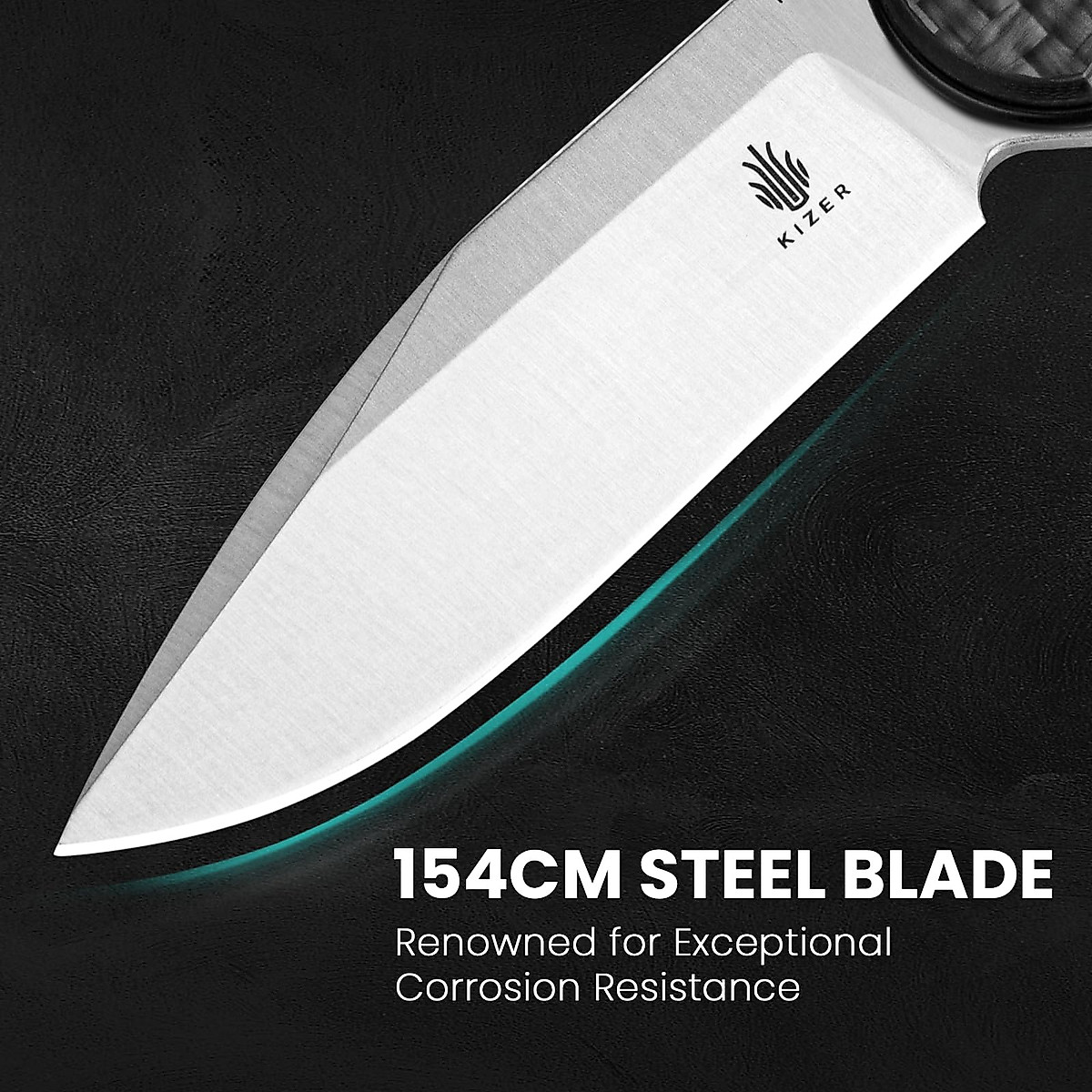 Kizer Assassin Pocket Knife, 3.04" 154CM Steel Blade, Folding Knife, Black Carbon Fiber and G10 Handle, EDC Knife with Flipper Opener, V3549C3