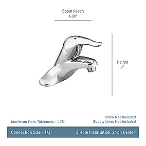 Moen Chateau Chrome Single Handle Bathroom Faucet Without Drain Assembly, L4605