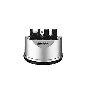 SHARPAL 191H Pocket Kitchen Chef Knife Scissors Sharpener for Straight & Serrated Knives, 3-Stage Knife Sharpening Tool Helps Repair and Restore Blades