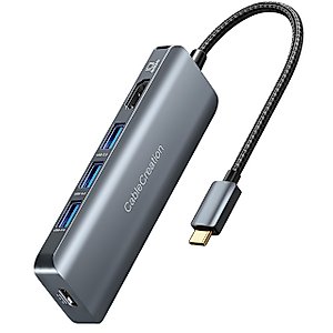 CableCreation USB-C Hub 4K 60Hz, 5-in-1 USB C Multiport Adapter with HDMI and 3 USB 3.0 Ports, 100W Power Delivery, Compatible with MacBook Pro, MacBook Air, Mac Mini, iPad Pro, Surface Pro, XPS