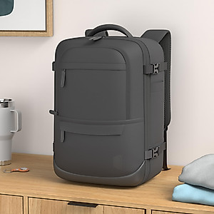 BAGSMART Travel Laptop Backpack, 40L Expandable Airline Approved Carry On Backpack, 17 Inch Luggage Backpack Suitcase with Packing cubes, Water Resistant Weekender Black Backpack with Shoe Bag, Black