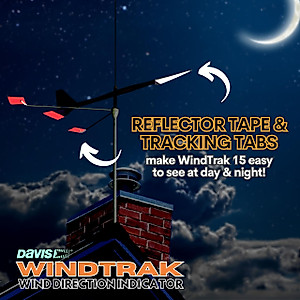 Davis WindTrak 15 Wind Vane Bundle for Sailing with J-Base Mount for Side, Top or Side Mounting (2 Items) - Wind Vane with Sapphire Jewel Suspension - Ideal Sailing Wind Indicator and Mount