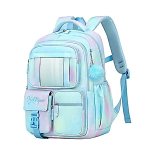 Piksun Girls backpack,Kids Backpack for Girl,Cute Elementary Bookbag Waterproof Large Capacity School Bag Backpacks for Girls (Blue)