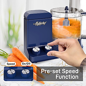 NutriChef Food Processor 2 Liter Capacity - Multipurpose & Ultra Quiet Motor - Includes 6 Attachment Blades & Silicone Feet to Prevent Slippage - 12 Cup Capacity - Pre-Set Speed For Easy Use - Blue