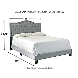 Signature Design by Ashley Jerary Queen Upholstered Tufted Bed Frame, Light Gray