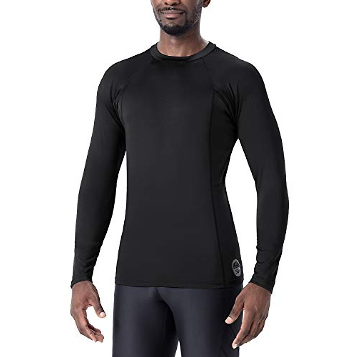 NAVISKIN Men's Long Sleeve Rash Guard Swim Shirts Compression Rashguard Sun Shirts UPF 50+ Baselayer Sun Shirts Black Size XXL