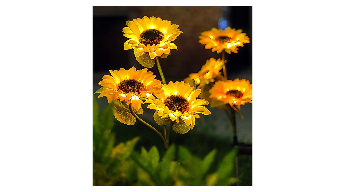 Venforze 2 Pack Sunflower Shape Solar 3 LED Lights, Upgraded 31 LEDs ...