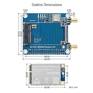 Waveshare SX1303 915M LoRaWAN Gateway HAT Compatible with Raspberry Pi 5/4B/3B/Zero/Zero W/Zero 2W/Pico/Pico W/Pico WH, Mini-PCIe Socket, Long Range Transmission, Large Capacity, Multi-Band Support
