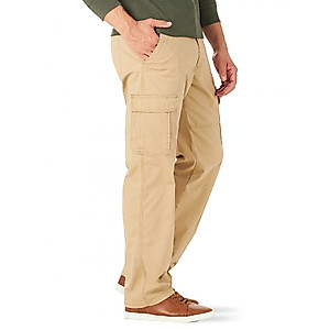 Wrangler Authentics Men's Relaxed Fit Stretch Cargo Pant, Travertine Ripstop, 36W x 29L