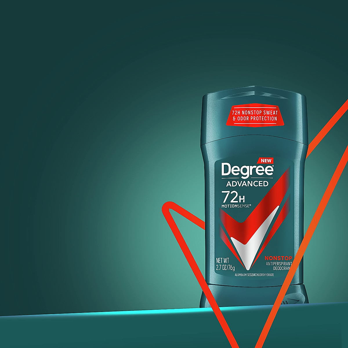 Degree Men Advanced Antiperspirant Deodorant 72H Sweat and Odor Protection Nonstop Claim: Deodorant For Men With MotionSense Technology 2.7 oz 4 Count