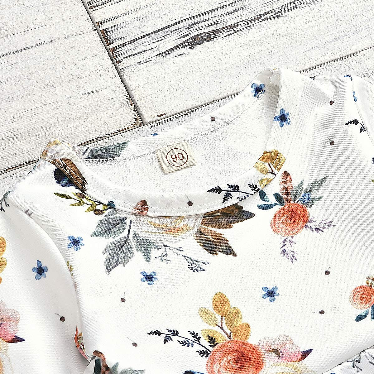 Aimaopao Toddler Baby Girls Fall Winter Clothes Set Little Girls Floral Tunic Tops Pants Outfits Clothing Yellow Floral 4T