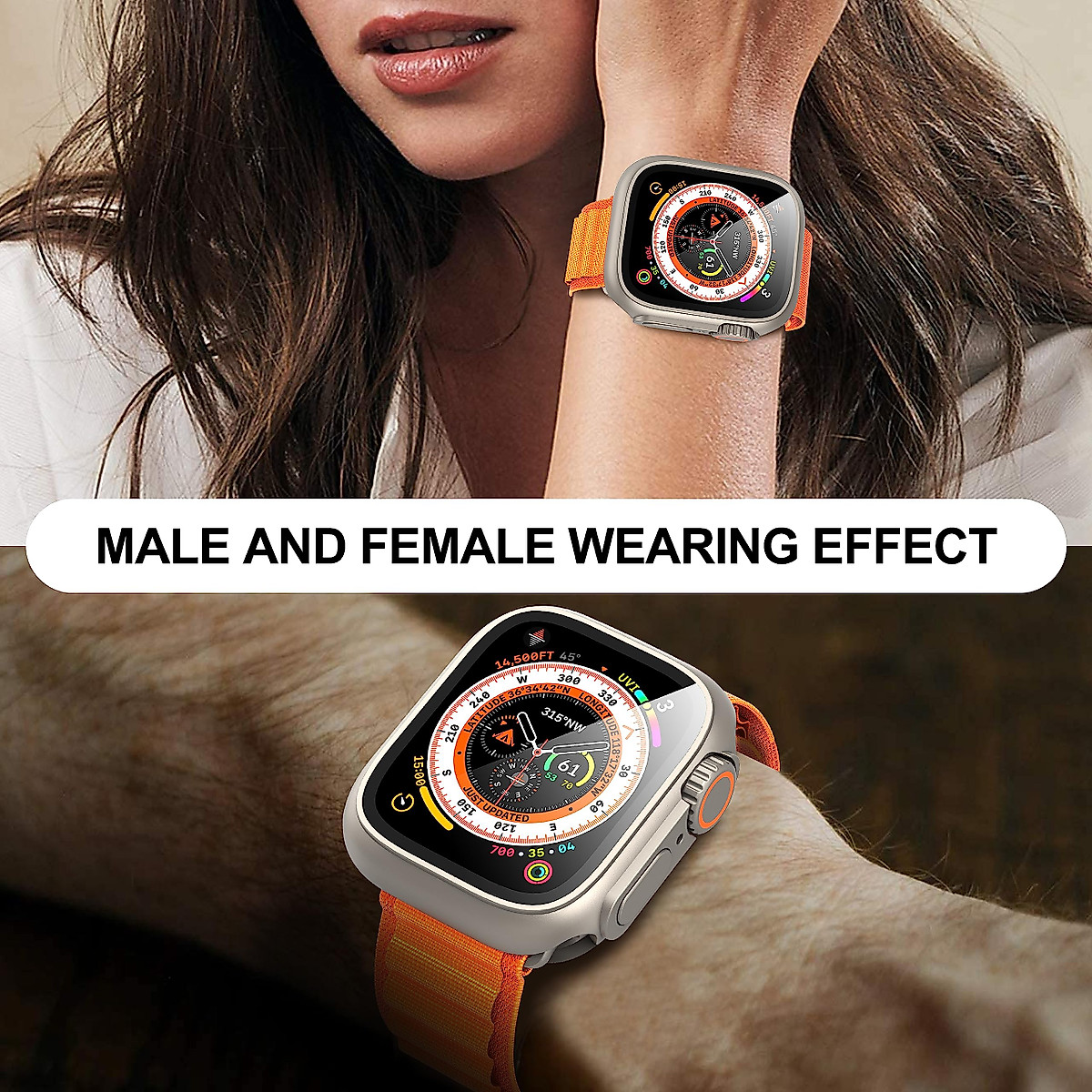 ﻿ Suoman 3 in 1 for Apple Watch Series 9/8/7/6/5/4/SE 2 45mm Case, 9H Tempered Glass Screen Protector+ Full Coverage Durable PC Hard Matte Protective Cover Bumper -Titanium