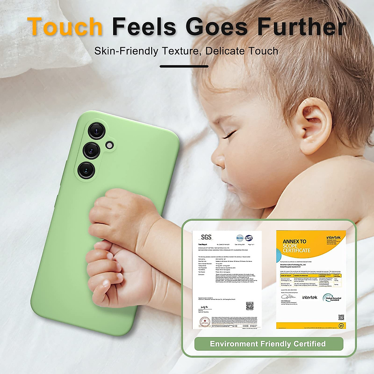 YENAPOON for Samsung Galaxy A54 5G Case and 2 Pack Tempered Glass Screen Protector, Slim Liquid Silicone Shockproof Protective Case - Mint Green