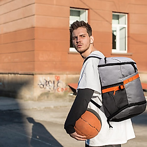 MIER Basketball Backpack Soccer Bag with Shoes/Ball Compartment, Large Sports Back Pack Equipment Bag for Men Women Athletes, 35L, Gray