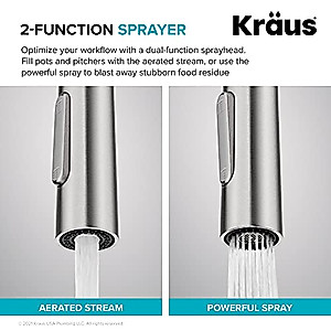 KRAUS Oletto Tall Modern Single-Handle Touch Kitchen Sink Faucet with Pull Down Sprayer in Spot Free Stainless Steel, KTF-3101SFS