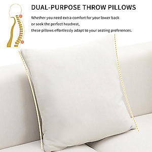 Merax Modern Upholstered L-Shape Sofa Couch with Chaise and 2 Pillows, 4-Seater Couch with Plastic Legs for Living Room Bedroom Office (Beige)