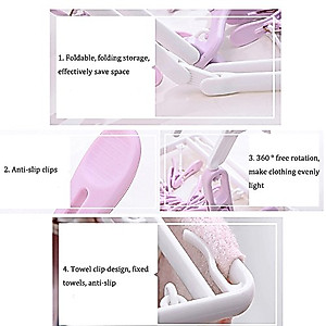 Aschic Folding Portable Laundry Hanger with 12 Clips Drying Rack for Socks&Lingerie Plastic Clothes Pins (Assorted)