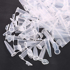 JCBIZ 100pcs Plastic Centrifuge Tube with Snap Cap 1.5ml Clear Test Tube Sample Container Tube with Lid and Scales for Laboratory or Handicrafts