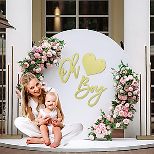 KINMAD Wooden Oh Boy Sign for Baby Boy Shower Decorations Backdrop for Gender Reveal Banner,Birthday Party,Baptism Decor and Wall Photo Prop(Gold)