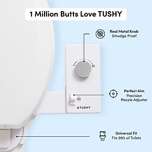 TUSHY Classic 3.0 Bidet Toilet Seat Attachment - A Non-Electric Self Cleaning Water Sprayer with Adjustable Water Pressure Nozzle, Angle Control & Easy Home Installation (Platinum)