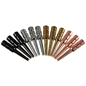 Premium Metal Cribbage Pegs, Set of 12, in Four, 1 5/16” Tall; Tapered to Fit 1/8 Holes, with Green Velveteen Drawstring Storage Pouch