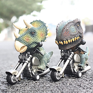 4PCS Friction Powered Inertia Animal Motorcycle Toy Vehicles Gifts for Kids Boys Age 3,4,5,6,7,8,9 Shark Toy Car + Special Rhino Toy + Dinosaur Motorcycle Game T-Rex and Triceratops Monster Dino Toys