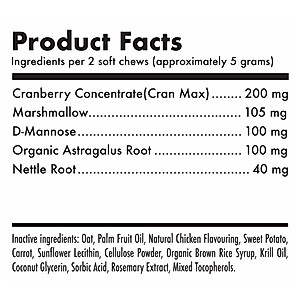 Cranberry UTI Chews for Dogs Bladder Suppot + D-Mannose Supports Kidney Urinary Tract 120 Chews and Probiotics for Dogs Natural Digestive Enzymes Prebiotics for Allergy 120 Chews